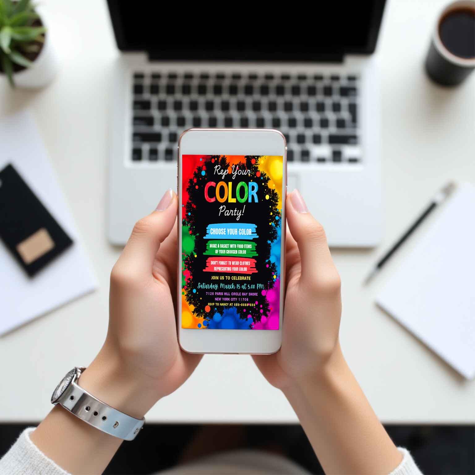 Editable Color Wars Party Invite, Adult Color Party Invitation, Kids ...