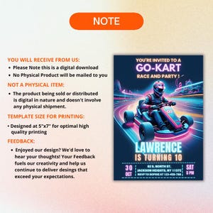 Go Kart Birthday Invitation: Racing Party, Editable Template (digital ...