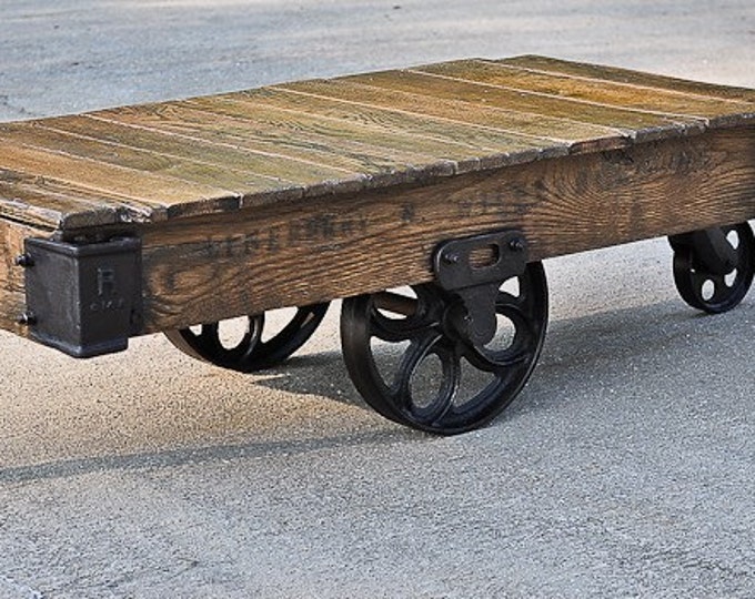 Vintage Industrial Factory Cart Coffee Table - Etsy