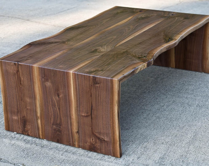 CUSTOM Live Edge Walnut Waterfall Table-mitered Coffee - Etsy
