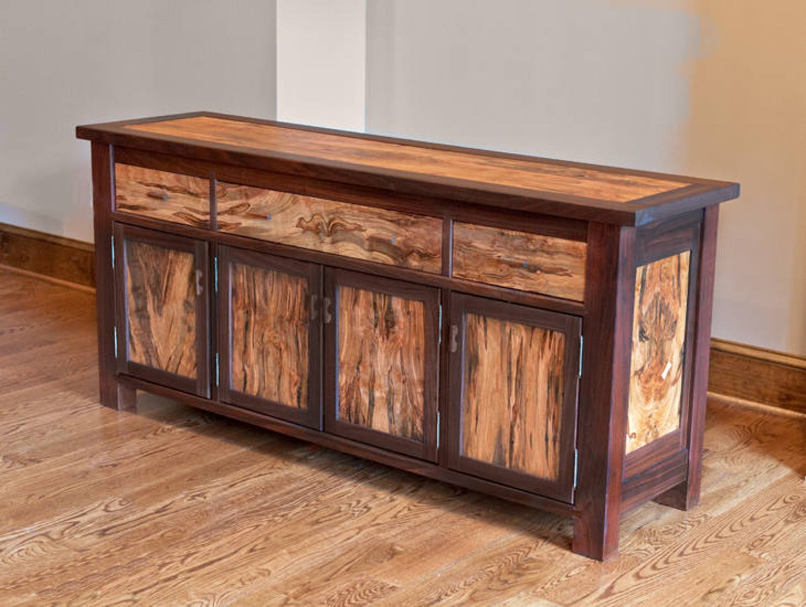 Custom-reclaimed Wood Sideboard Rustic Console Walnut Sideboard ...