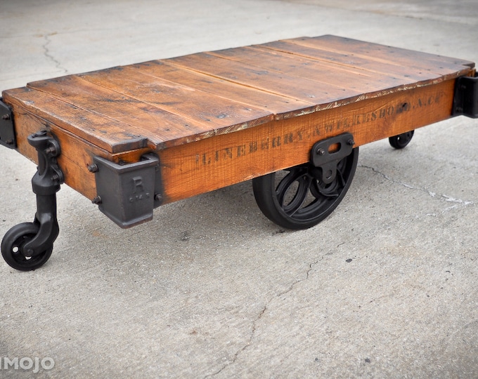 RESERVED FOR Beverlychau Vintage Industrial Factory Cart Coffee Table ...