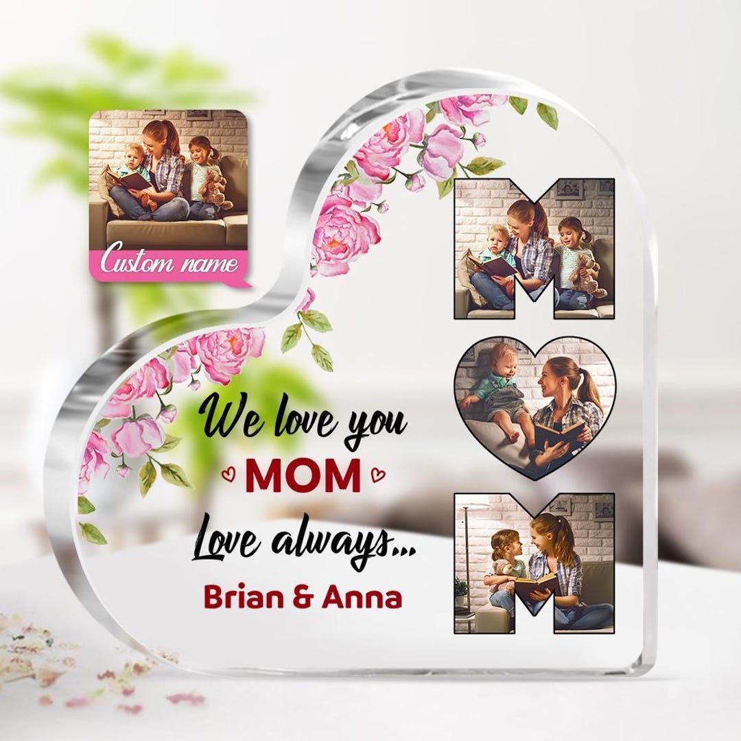 Custom Photo Acrylic Heart Flower Mother's Day Gift Personalized ...