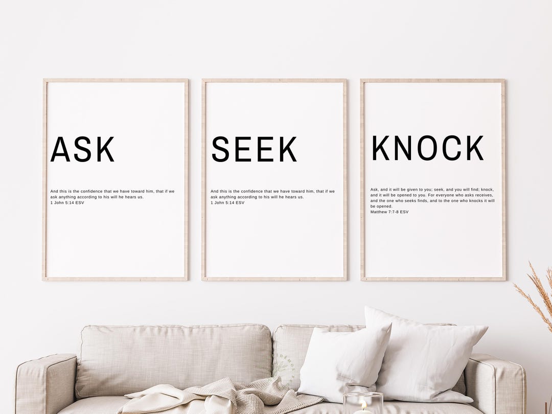 Ask Seek Knock Bible Verse Wall Art Set | Christian Home Decor ...
