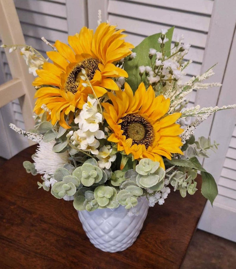 Sunflower Silk Floral Arrangement - Etsy