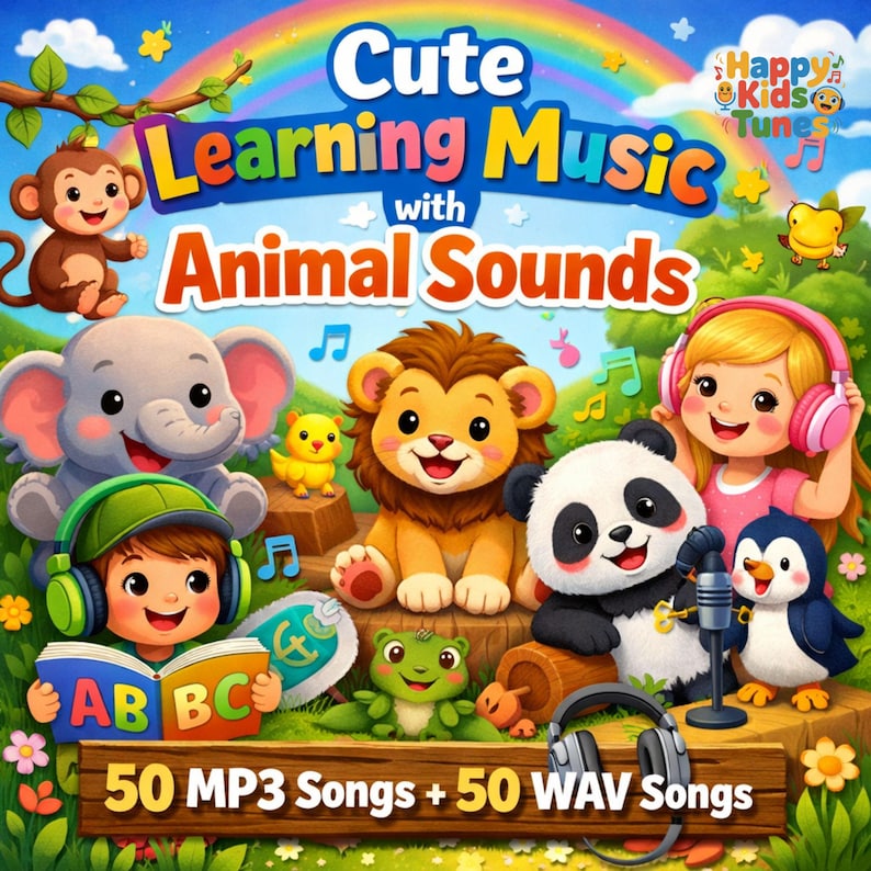 Animal Songs for Kids | Cute Learning Music With Animal Sounds ...
