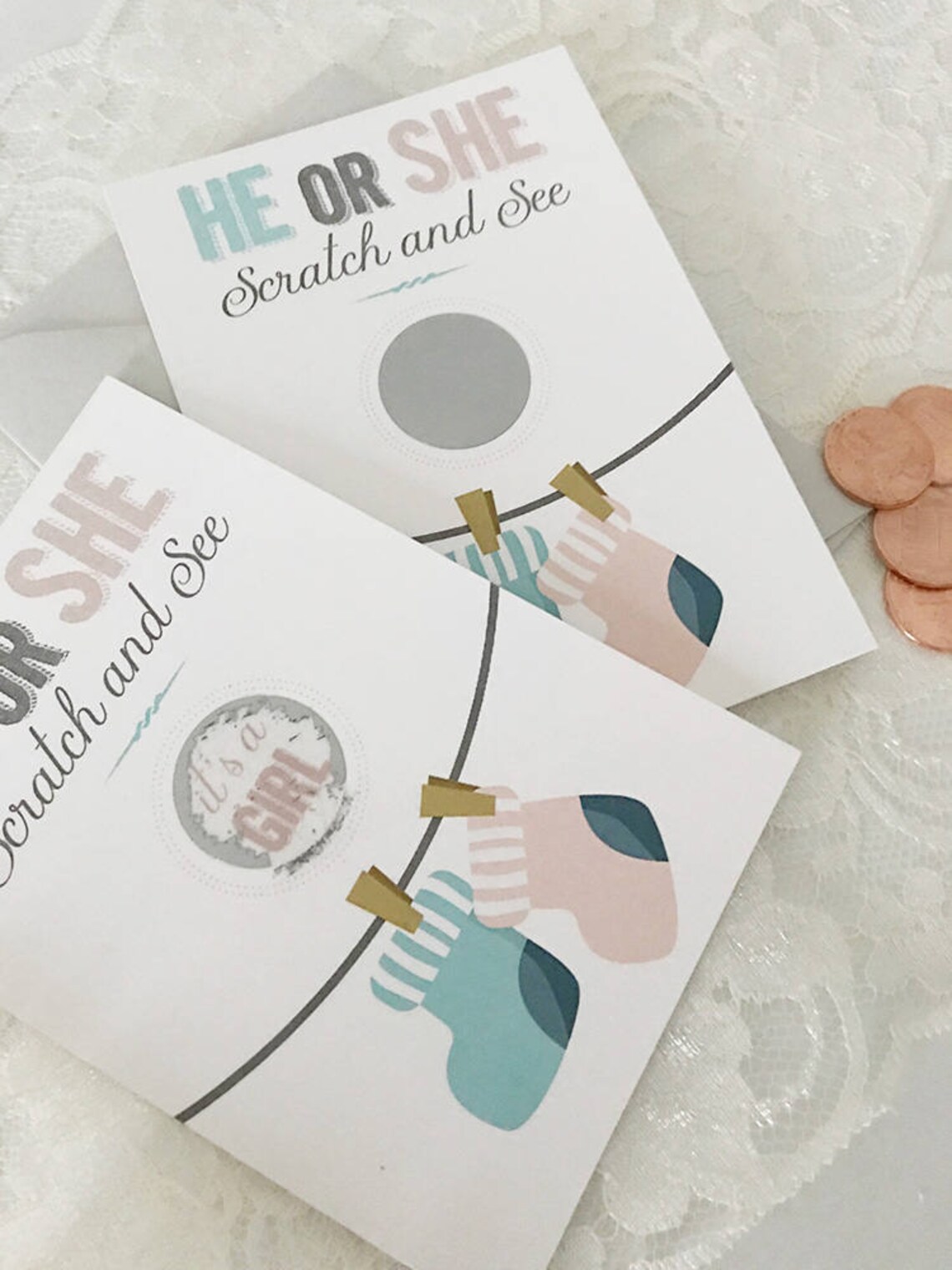 Scratch off Gender Reveal Cards - Etsy