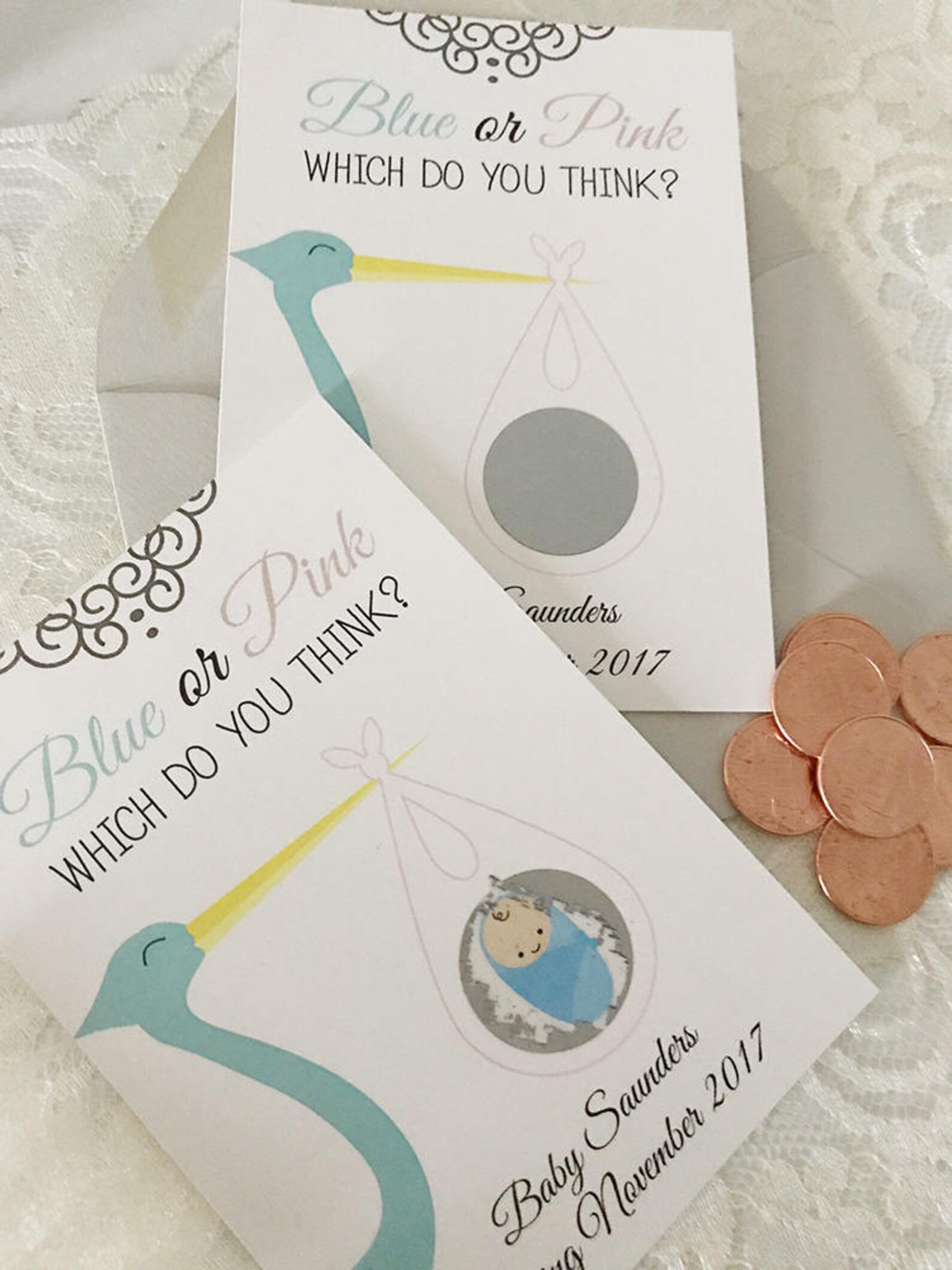 Scratch off Gender Reveal Cards - Etsy