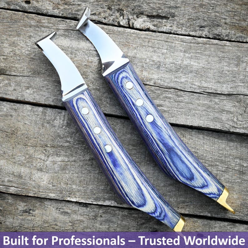 Hand-finished Farrier Hoof Knife Set With Brass End | J2 Steel Blade ...