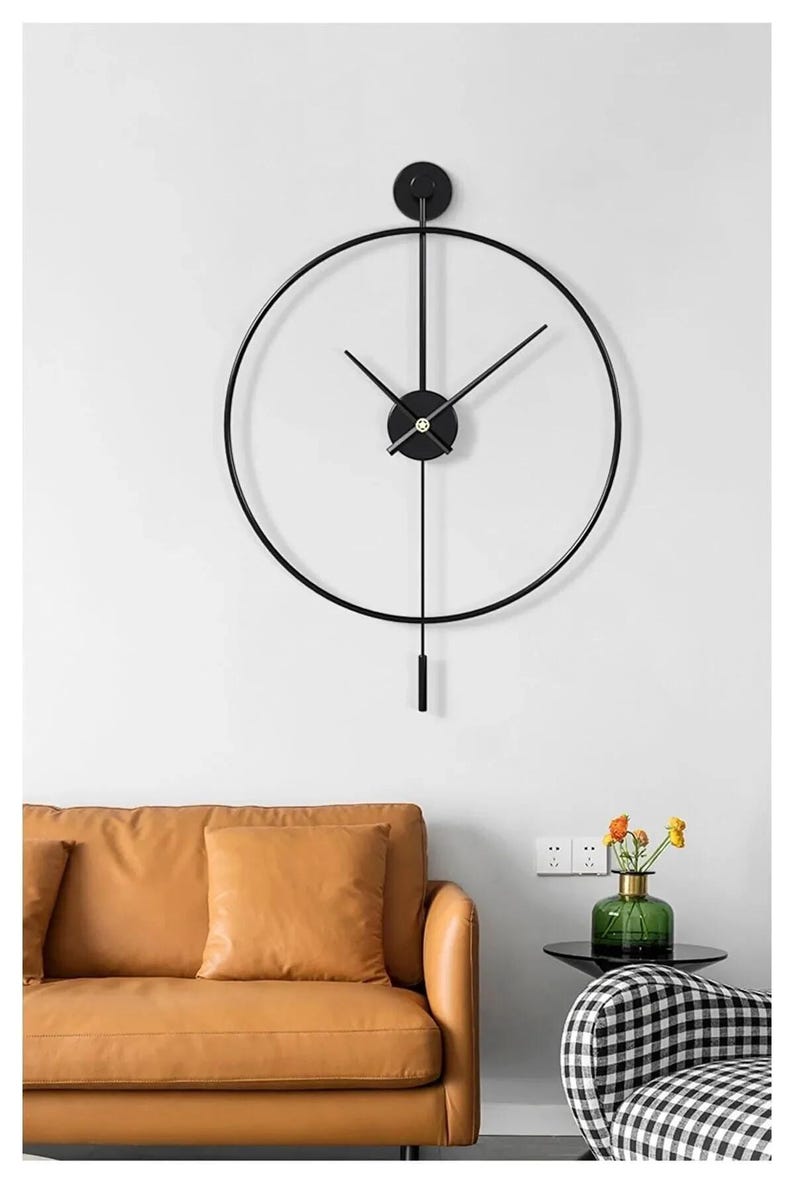 Black Tiktok | Modern Pendulum Metal Wall Clock | Black 35 Hour ...
