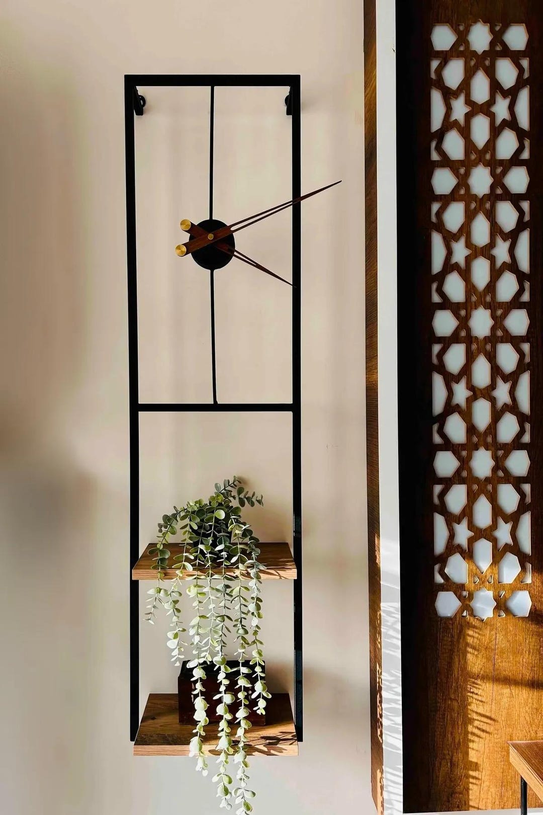 Vintage Wall Clock Bookshelf Stylish Metal Wall Clock With Functional ...