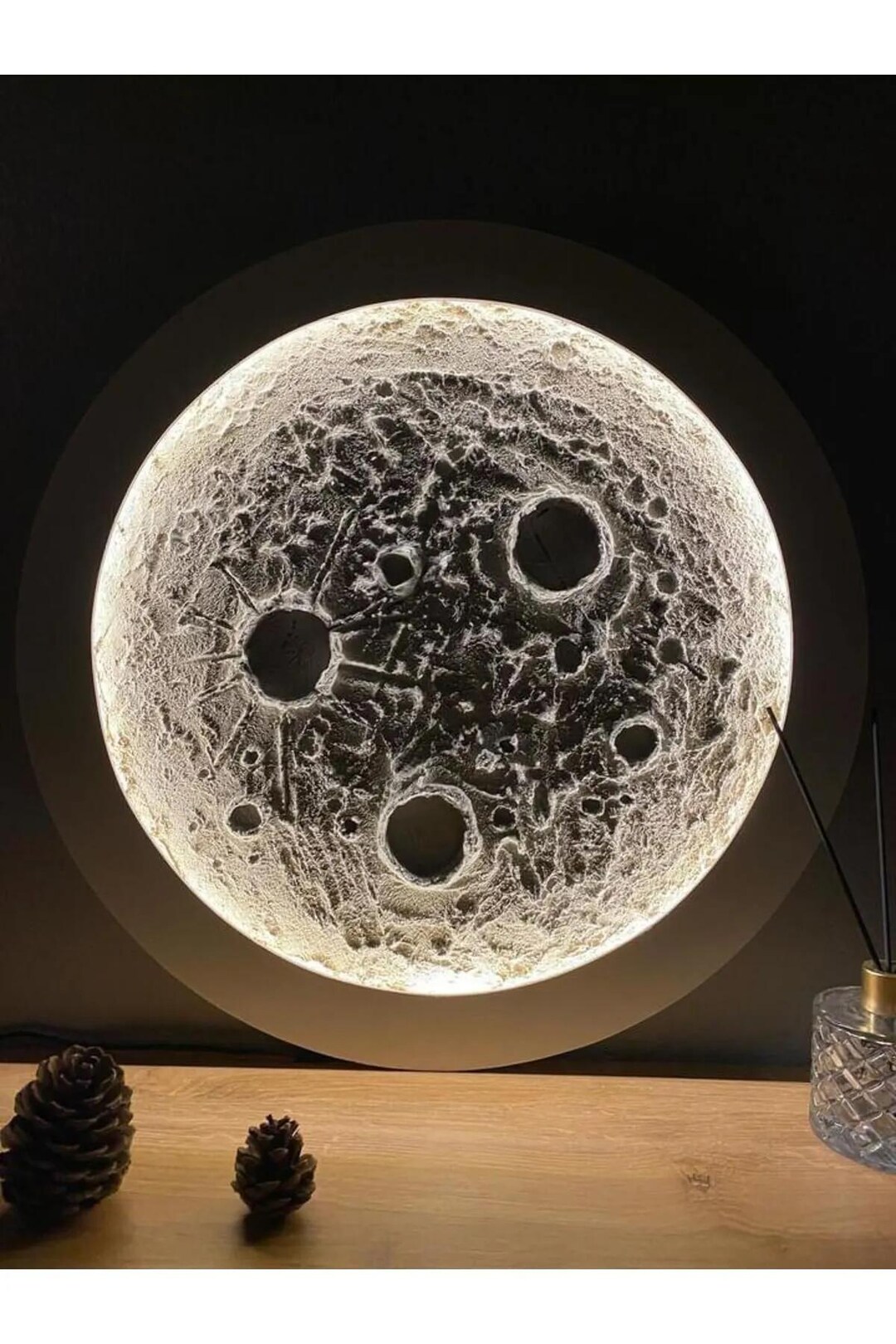 Rustic Vintage LED Moon Wall Art – Wooden Framed Lighted Décor, Perfect ...