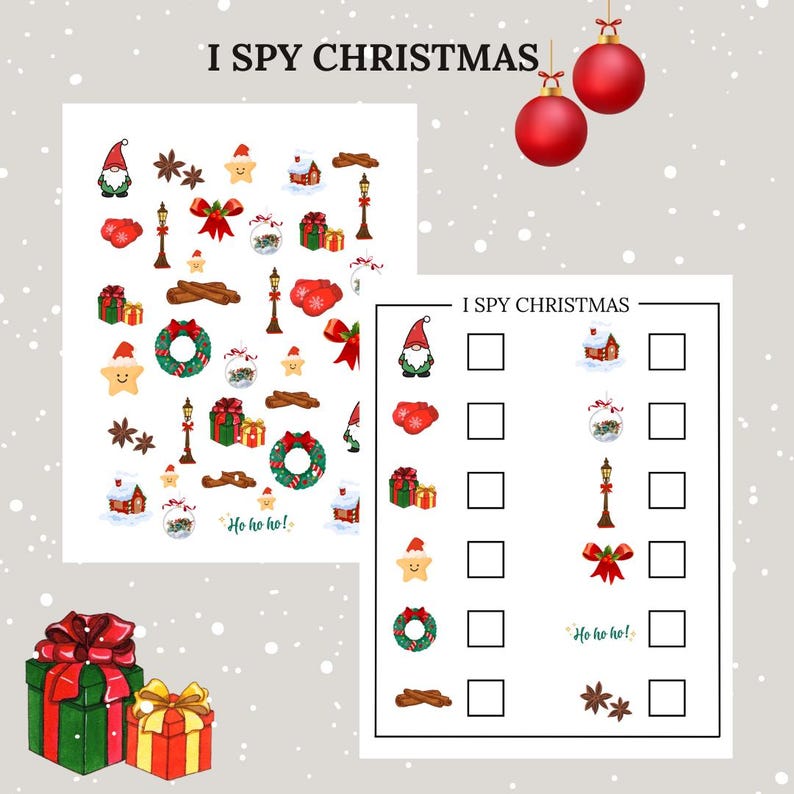 I Spy Christmas Game Printable Holiday Activity for Kid Fun Family ...
