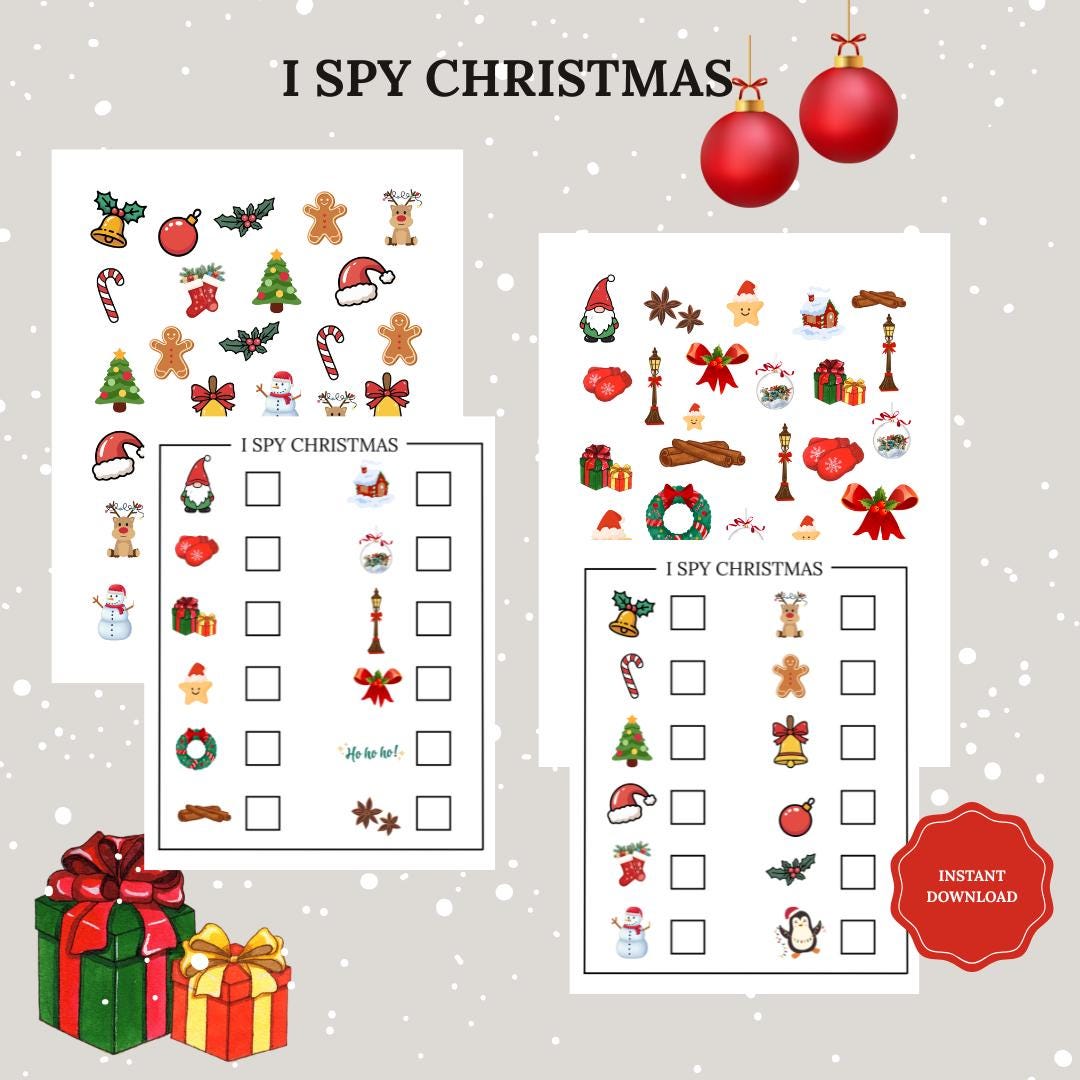 I Spy Christmas Game Printable Holiday Activity for Kid Fun Family ...