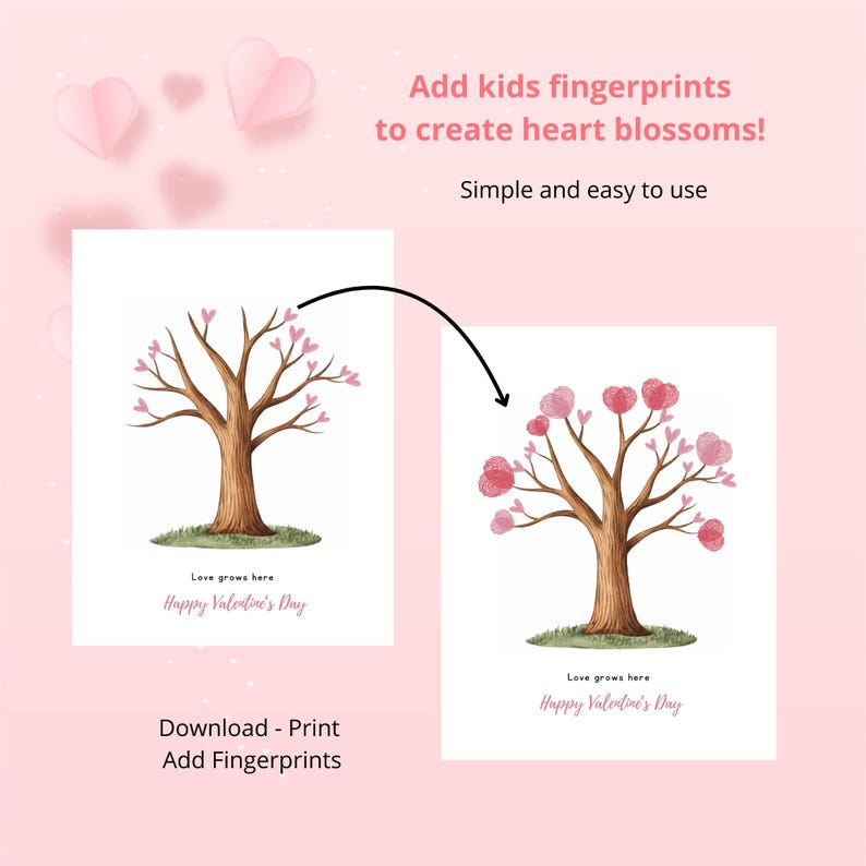 Valentine Craft for Kids | Handprint Heart Tree Printable | Classroom ...