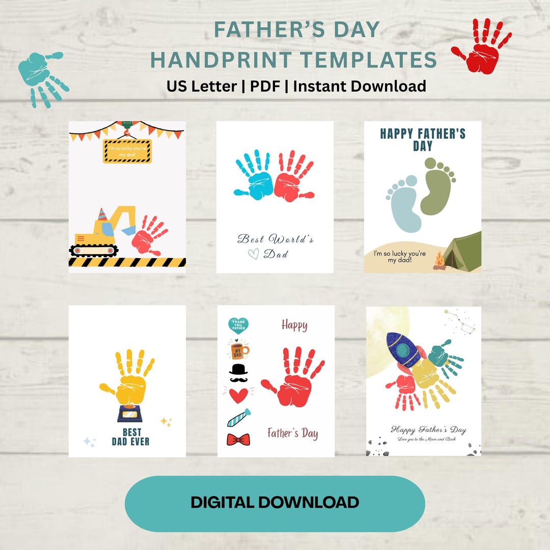Father's Day Handprint Template – Printable Keepsake Gift From Child ...
