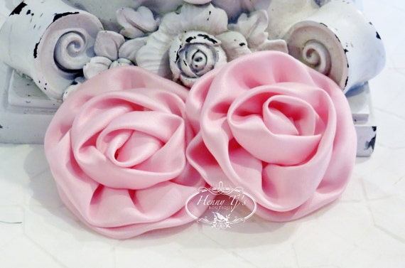 Items similar to 2 pcs: 3" LIGHT PINK Adorable Rolled Satin Rose ...