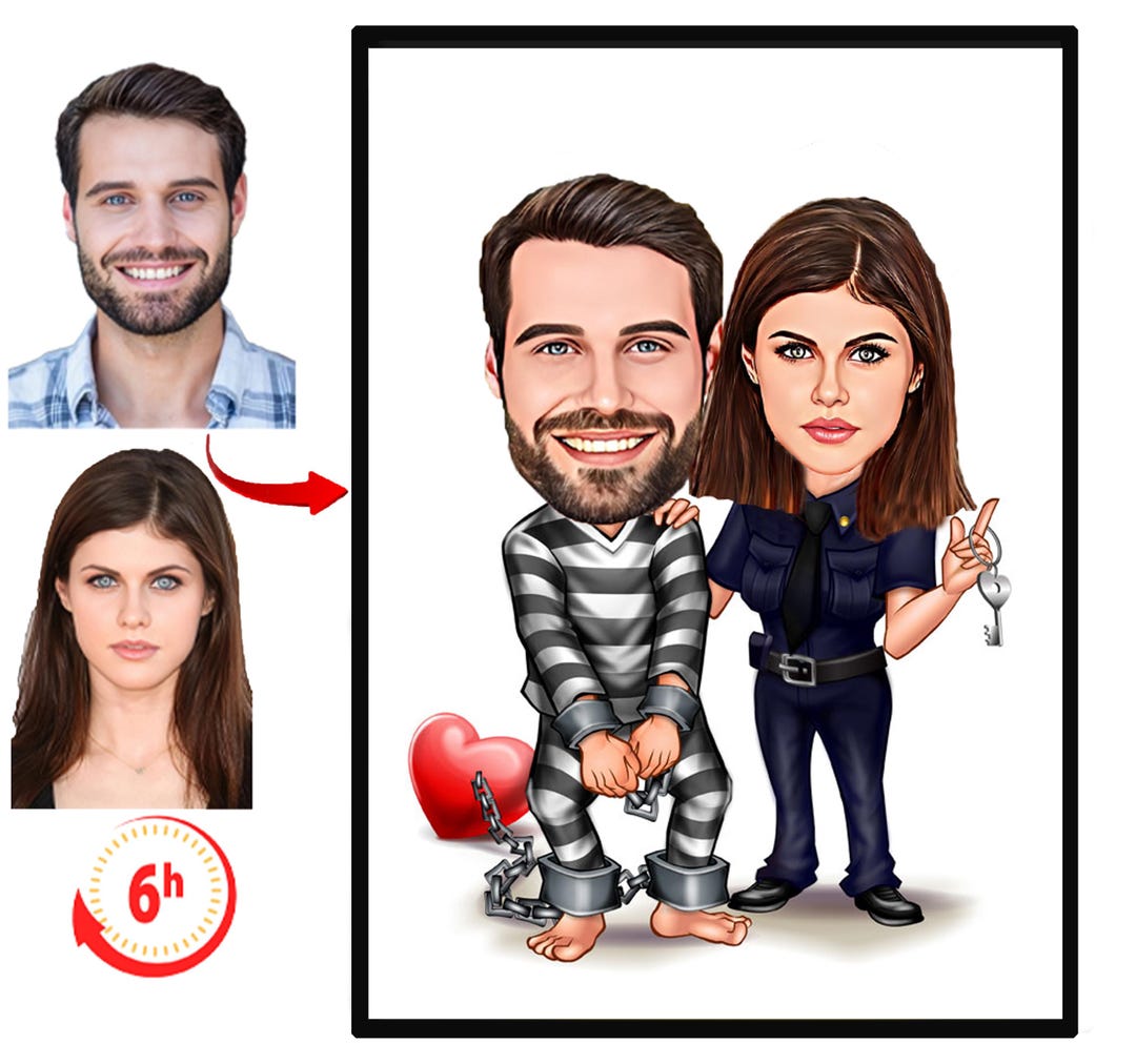 Custom Couple Cartoon Portrait, Couple Portrait, Couple Caricature ...