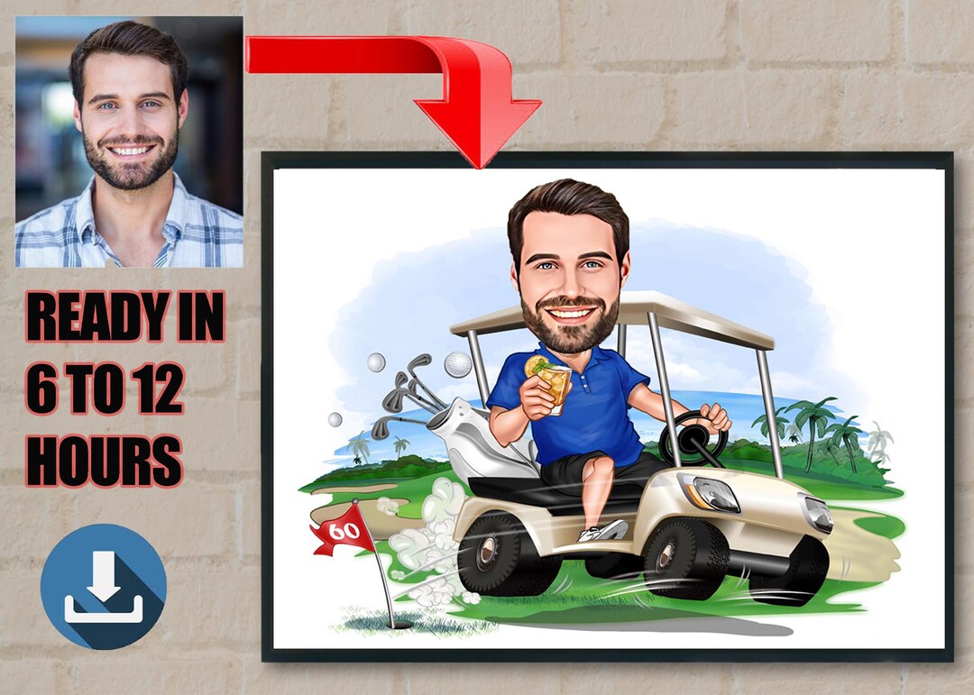 Personalised 60th Cartoon Portrait, Custom Happy Birthday Caricature ...