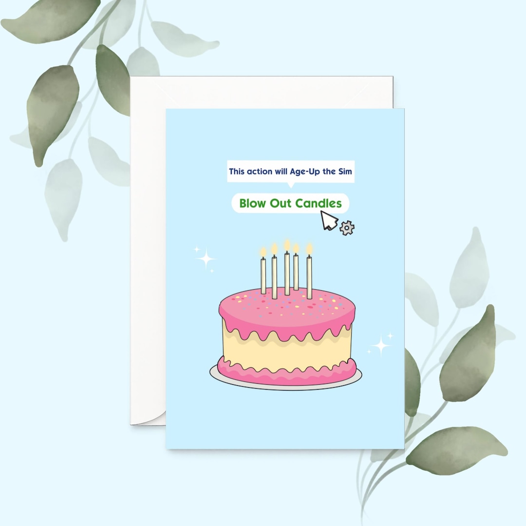 Sims Birthday Card | Age-up Sims Card | Nerd | Funny Sims Birthday Card ...