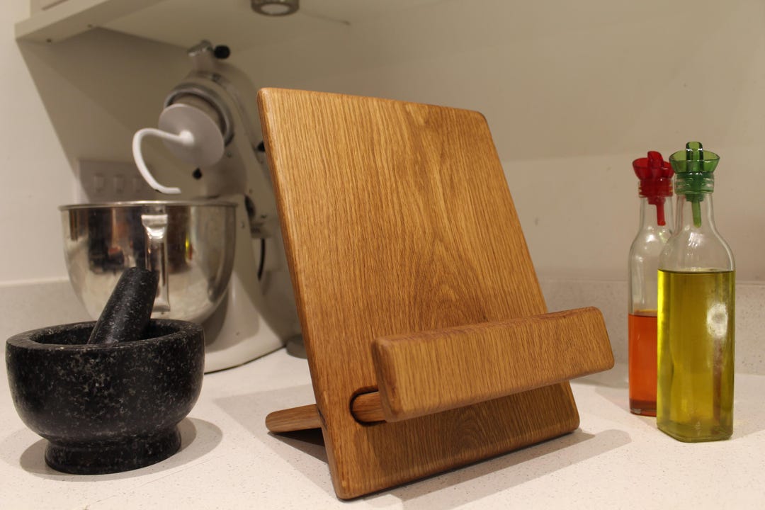 Handmade Oak Recipe Book Stand, Wooden Cookbook Stand, Cookbook Holder ...