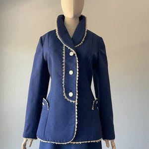 1970s Blue Macrame Lace Trimmed Suit by Lilli Ann | MEDIUM - Etsy