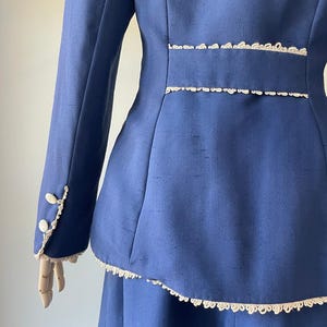 1970s Blue Macrame Lace Trimmed Suit by Lilli Ann | MEDIUM - Etsy