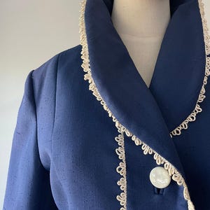 1970s Blue Macrame Lace Trimmed Suit by Lilli Ann | MEDIUM - Etsy