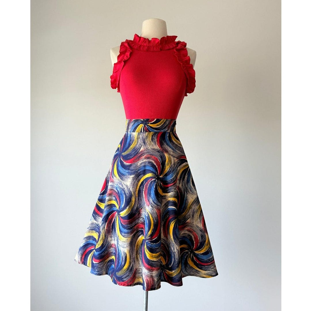 Vintage 1940s Skirt Blue Pinwheel Print Skirt NWT Dead Stock MEDIUM - Etsy