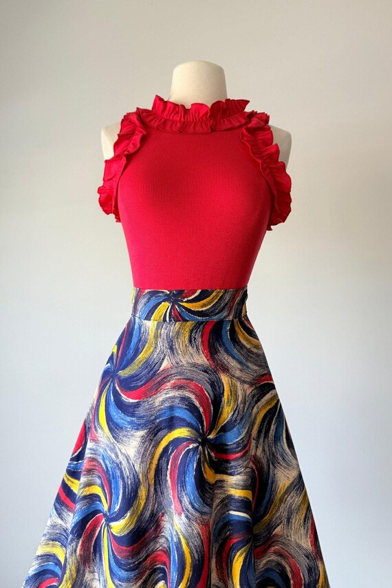 Vintage 1940s Skirt Blue Pinwheel Print Skirt NWT Dea… - Gem