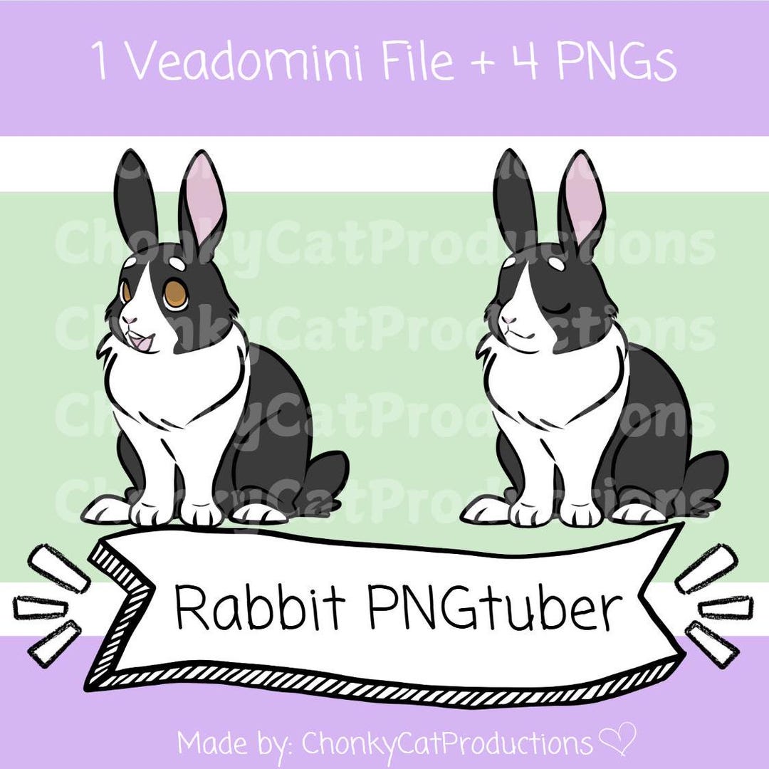 Tuxedo Rabbit Pngtuber | Downloadable and Ready to Use | Twitch ...