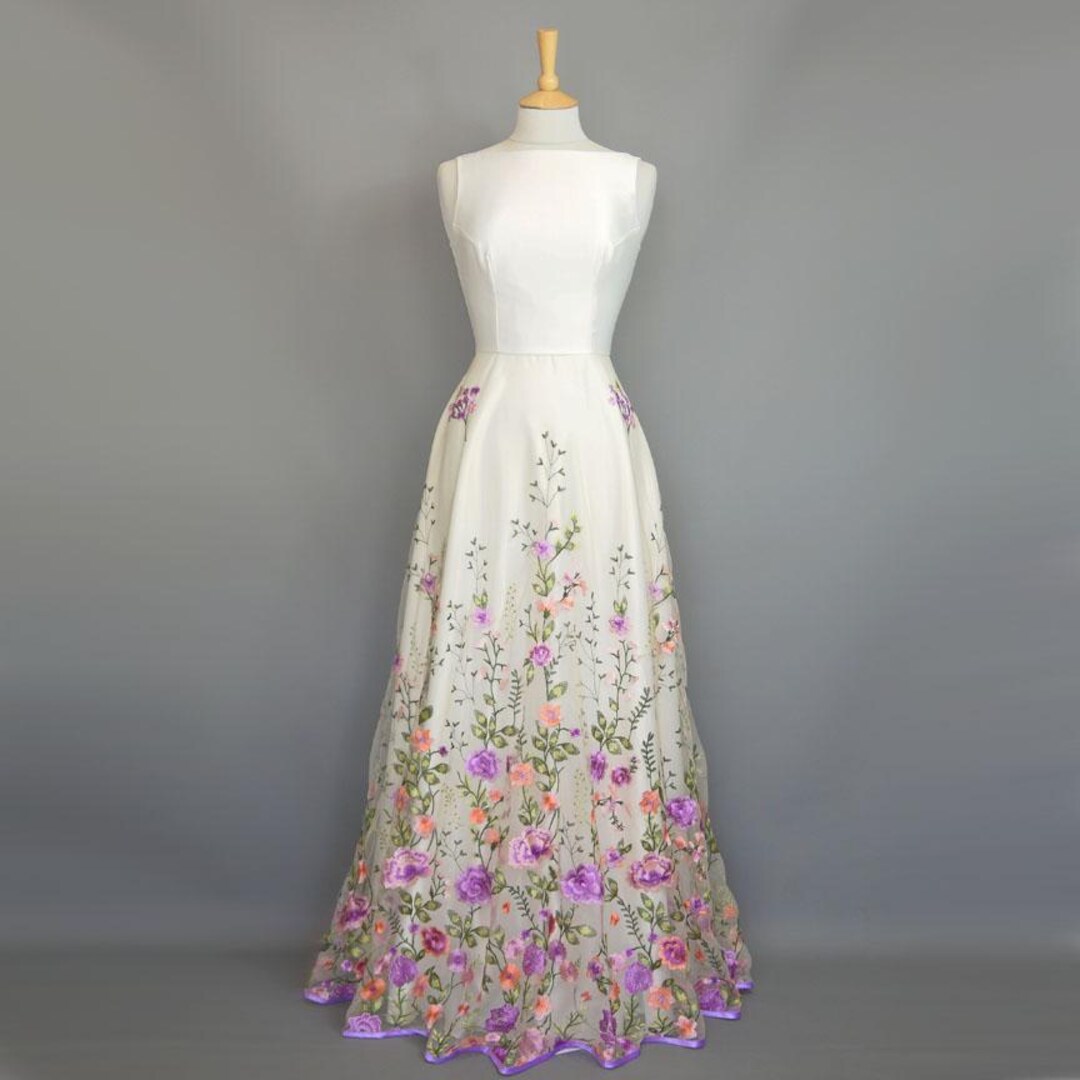 Purple Dahlia Tiffany Floral Wedding Gown - Colourful - Made to Order ...
