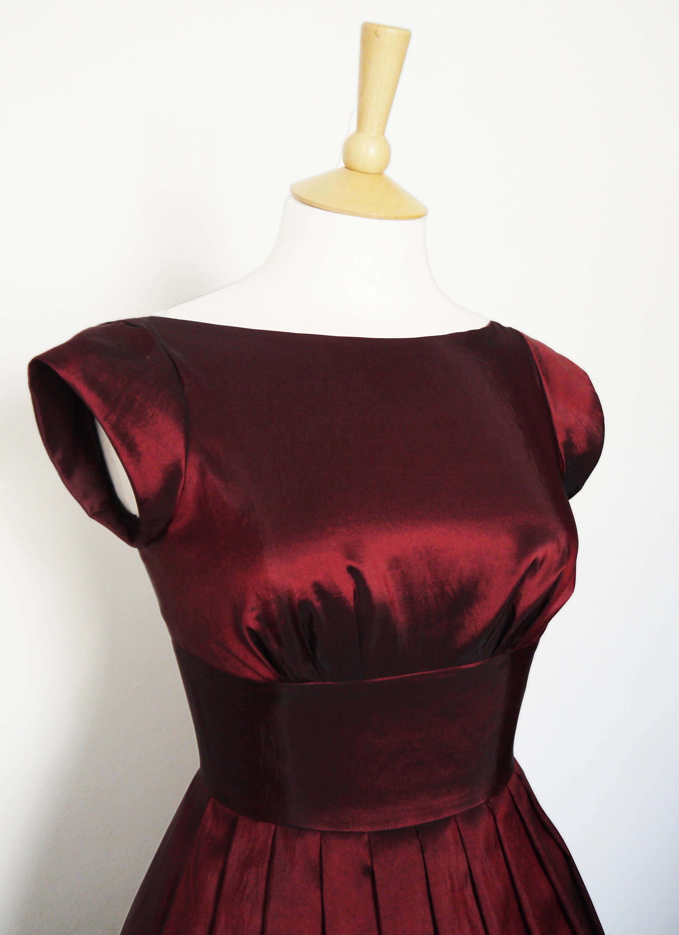Cranberry Taffeta Tiffany Prom Dress with sleeves Made by | Etsy