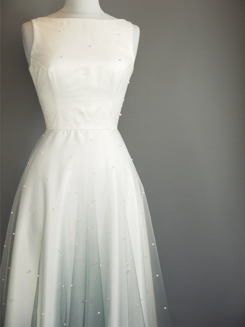 Grey Ombre & Pearl Lace With Duchess Satin Wedding Gown - Made by Dig ...
