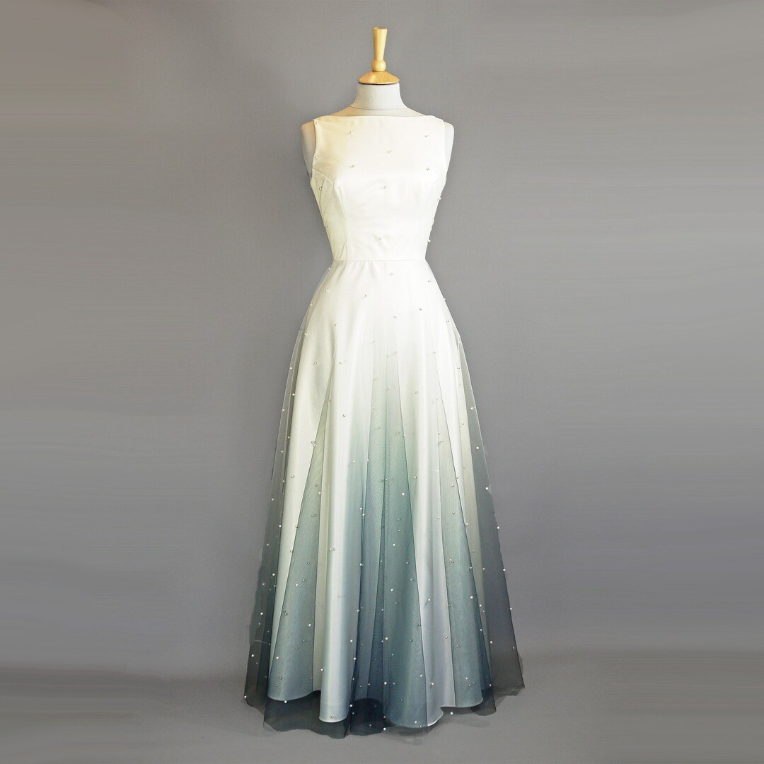 Grey Ombre & Pearl Lace With Duchess Satin Wedding Gown - Made by Dig ...