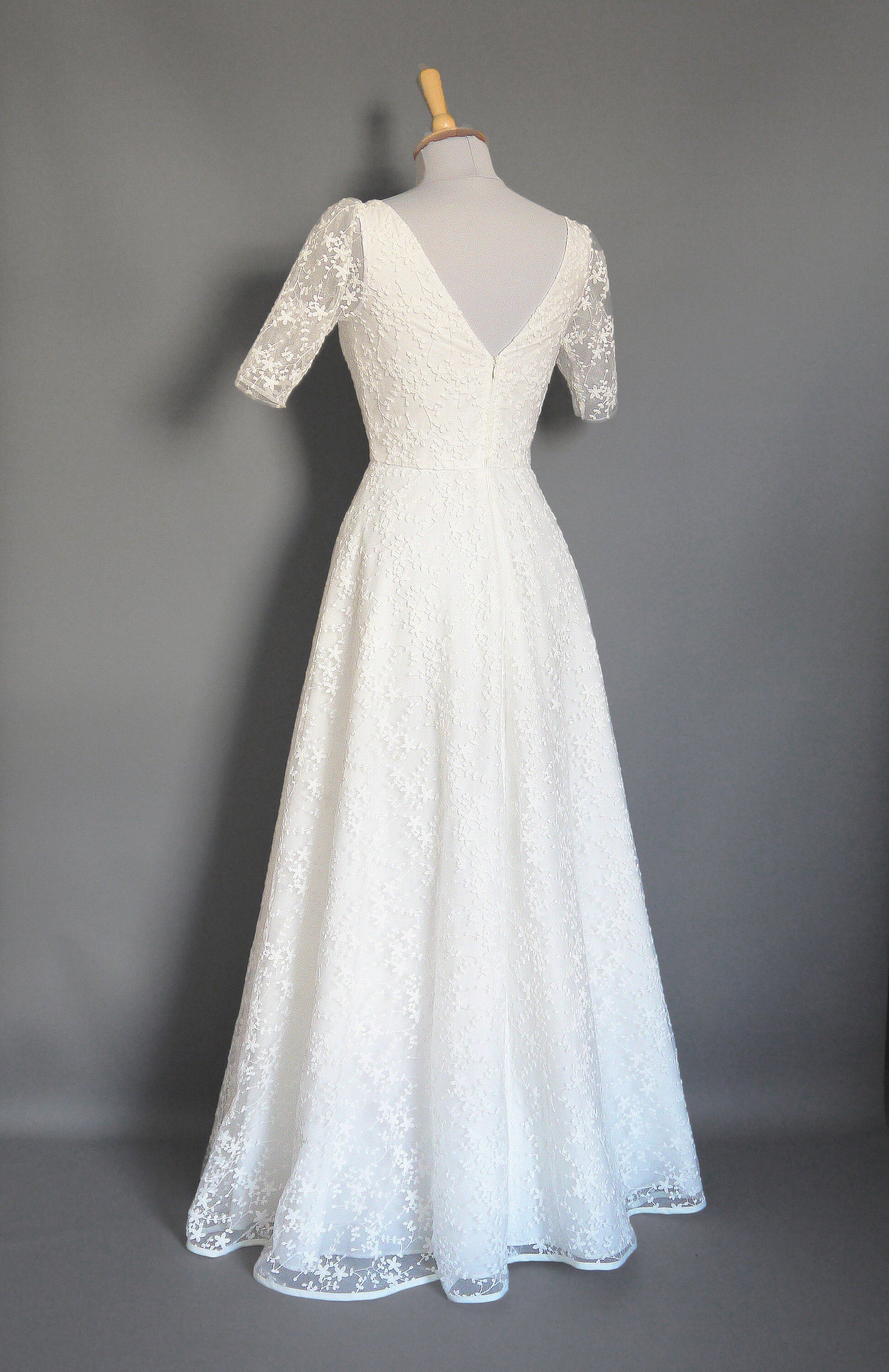 Ophelia Lace Sabrina Full Length Wedding Gown - Made by Dig for Victory ...