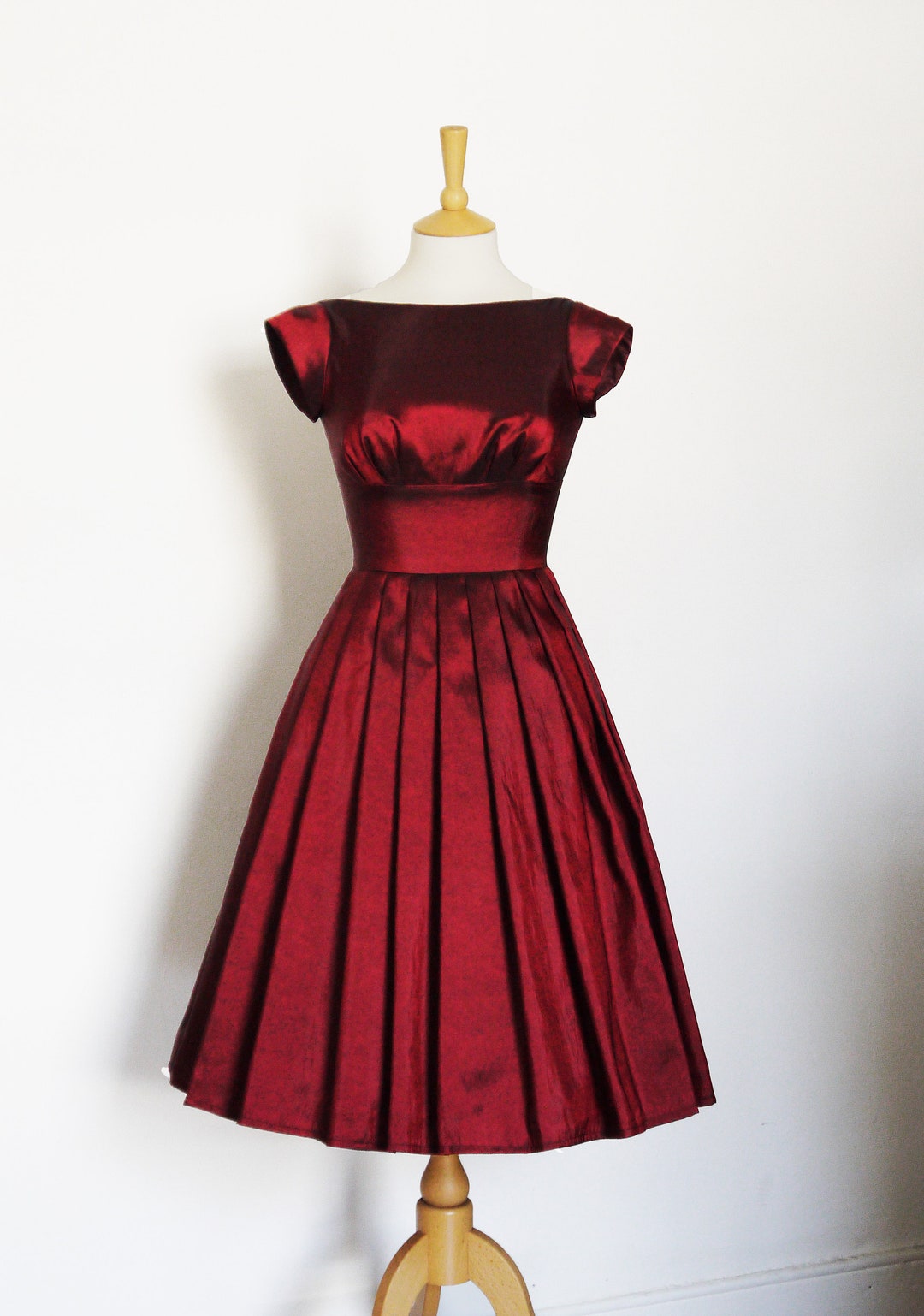 Cranberry Taffeta Tiffany Prom Dress With Sleeves Made by Dig for ...
