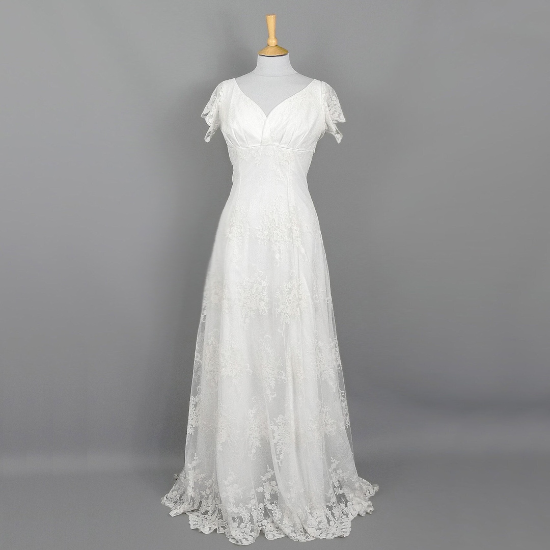 Emma White Wedding Gown With Wild Meadow Lace Over Cotton- Made by Dig ...