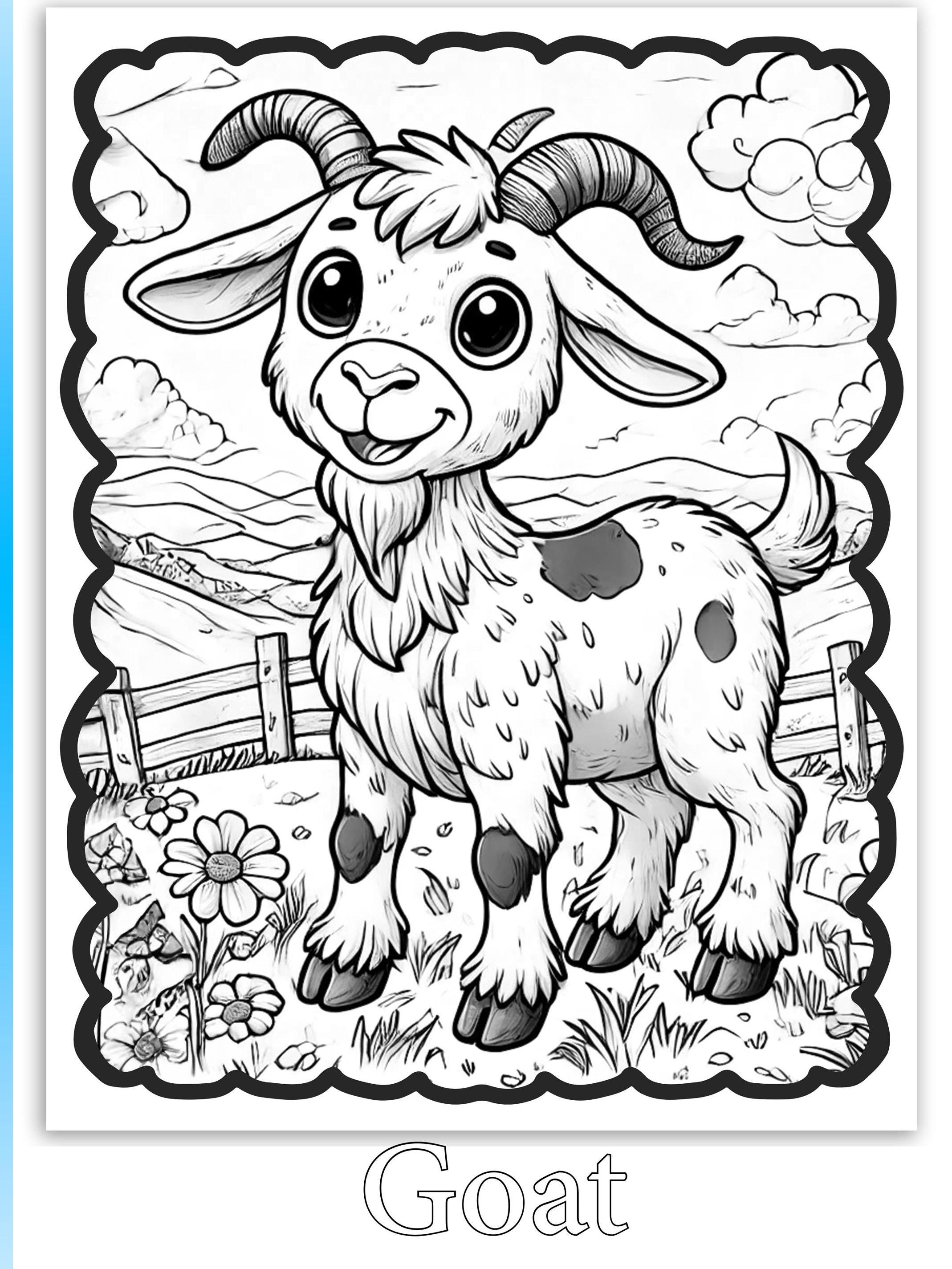 10 Animal Coloring Pages: One Color Page and One Matching Black and ...