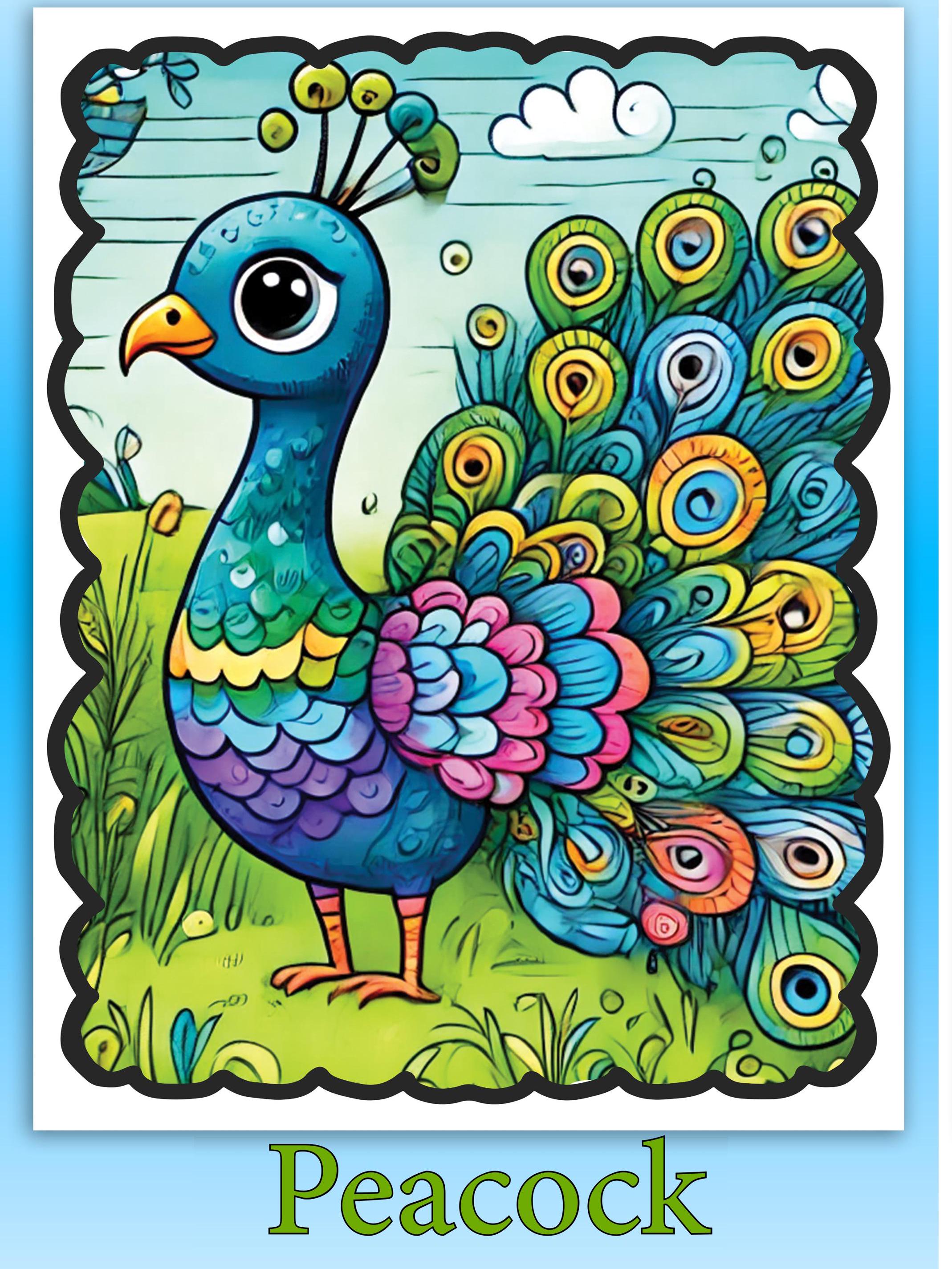 10 Animal Coloring Pages: One Color Page and One Matching Black and ...