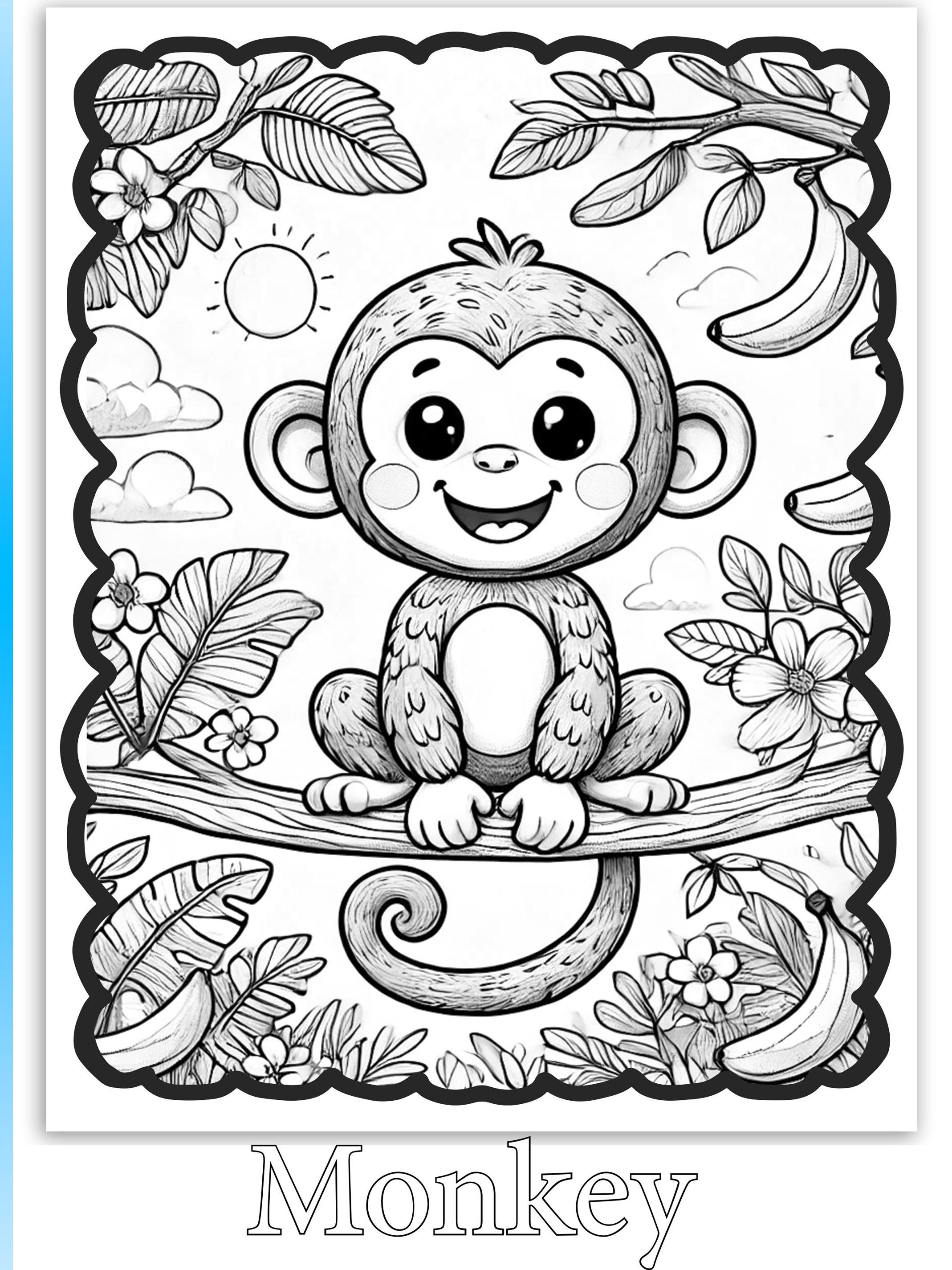 10 Animal Coloring Pages: One Color Page and One Matching Black and ...