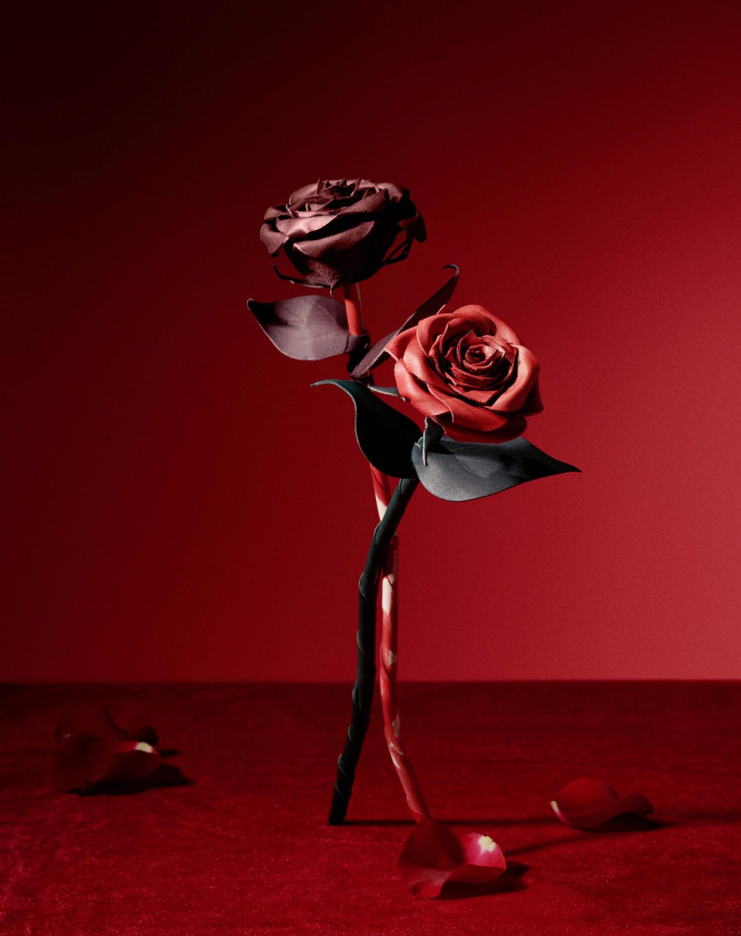 Handcrafted Leather Rose Red and Dark Red for Anniversary Valentines ...