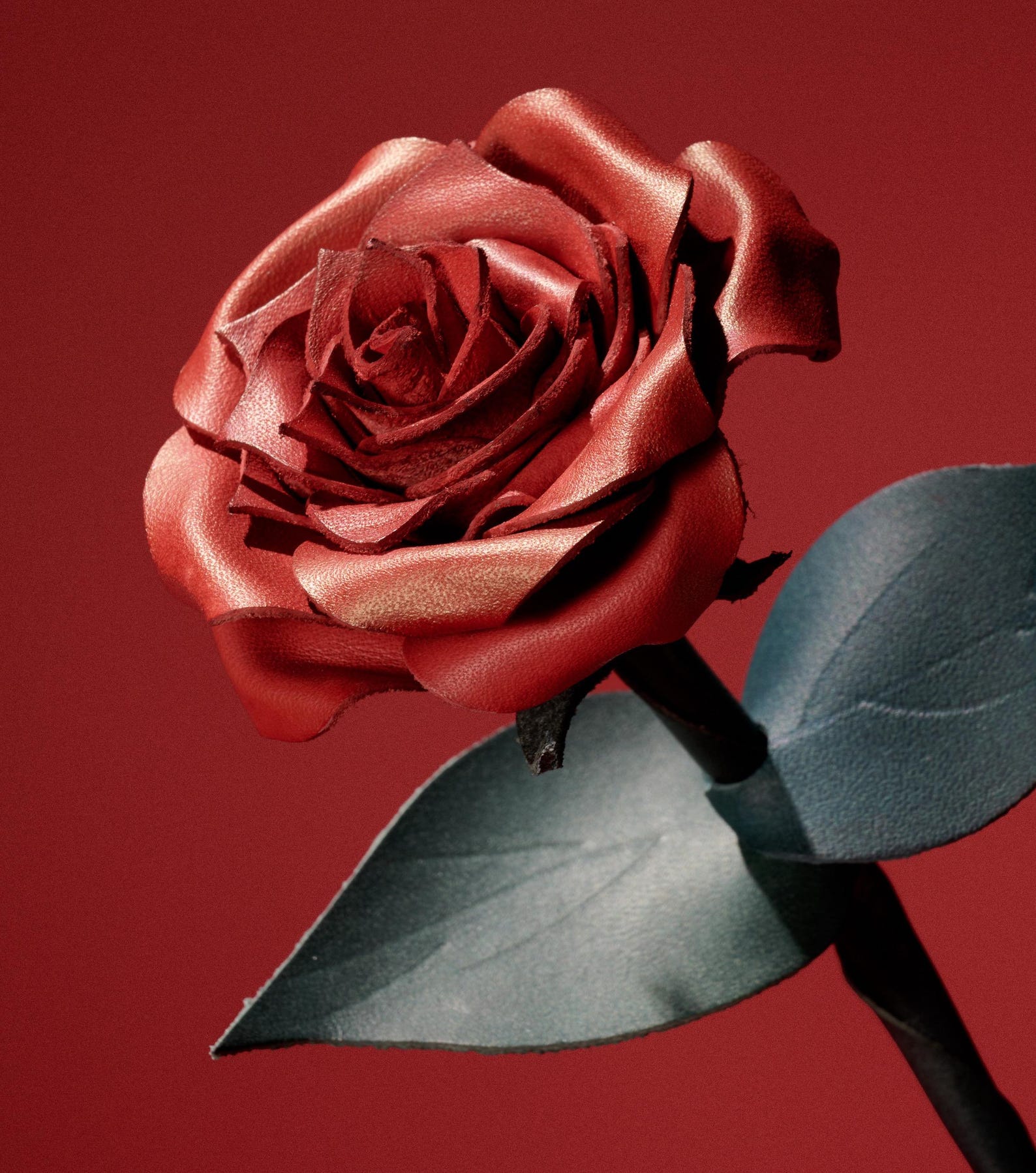 Handcrafted Leather Rose Classic Red or Dark Red for Anniversary ...