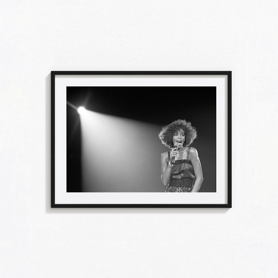 Whitney Houston Posters / Whitney Houston Black and White Wall Art ...