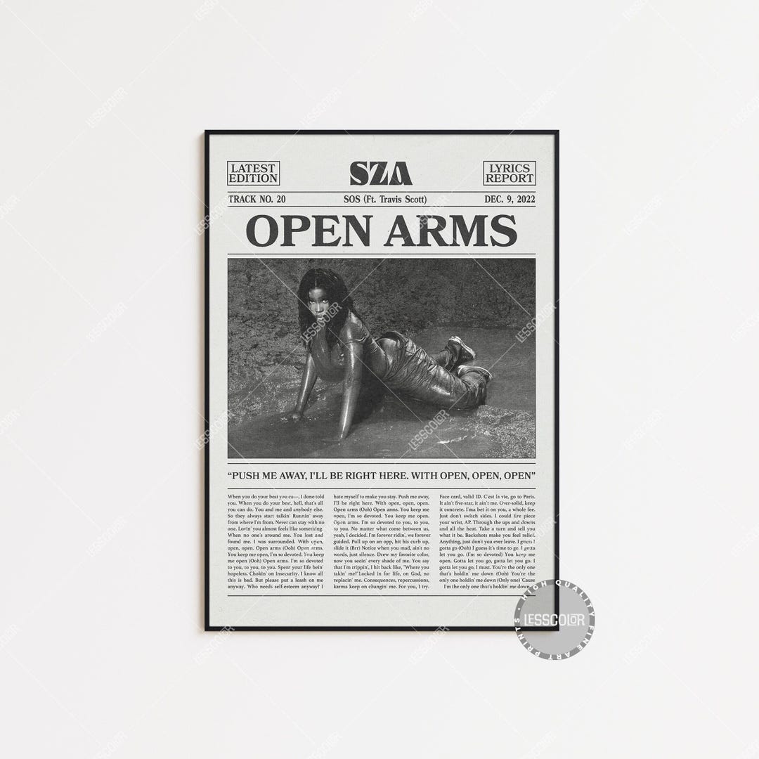 SZA Poster Open Arms Poster, SOS Poster, SZA, Album Cover Poster, Sza ...