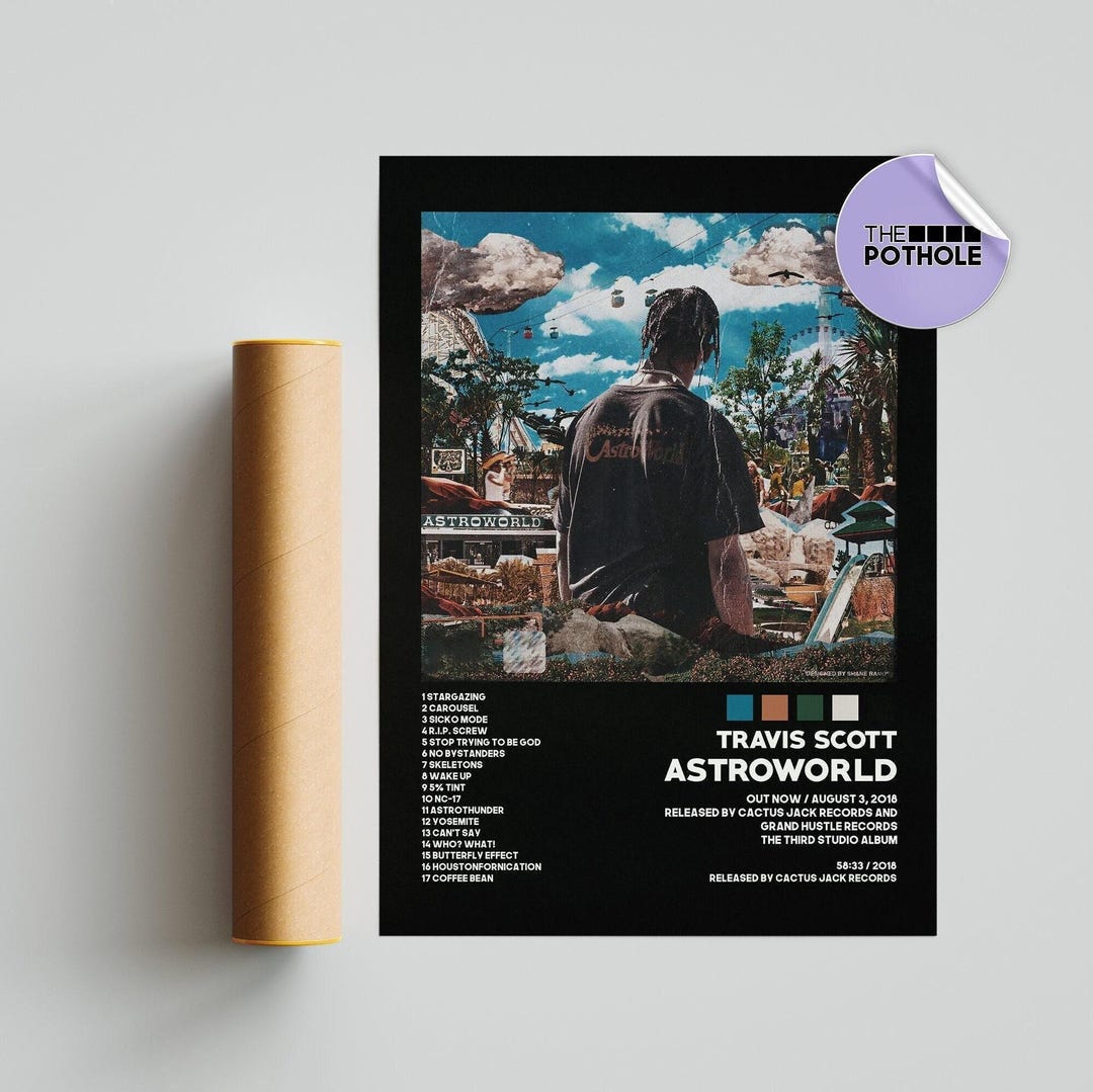 Travis Scott Poster Astroworld Tracklist Album Cover Poster Poster ...