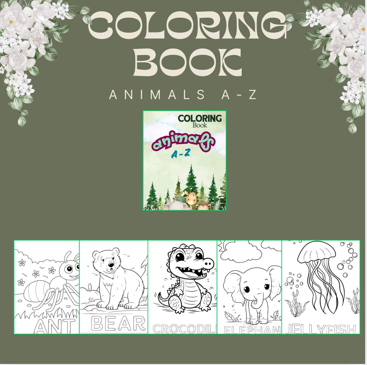 Coloring Book (animals A-Z) - Etsy