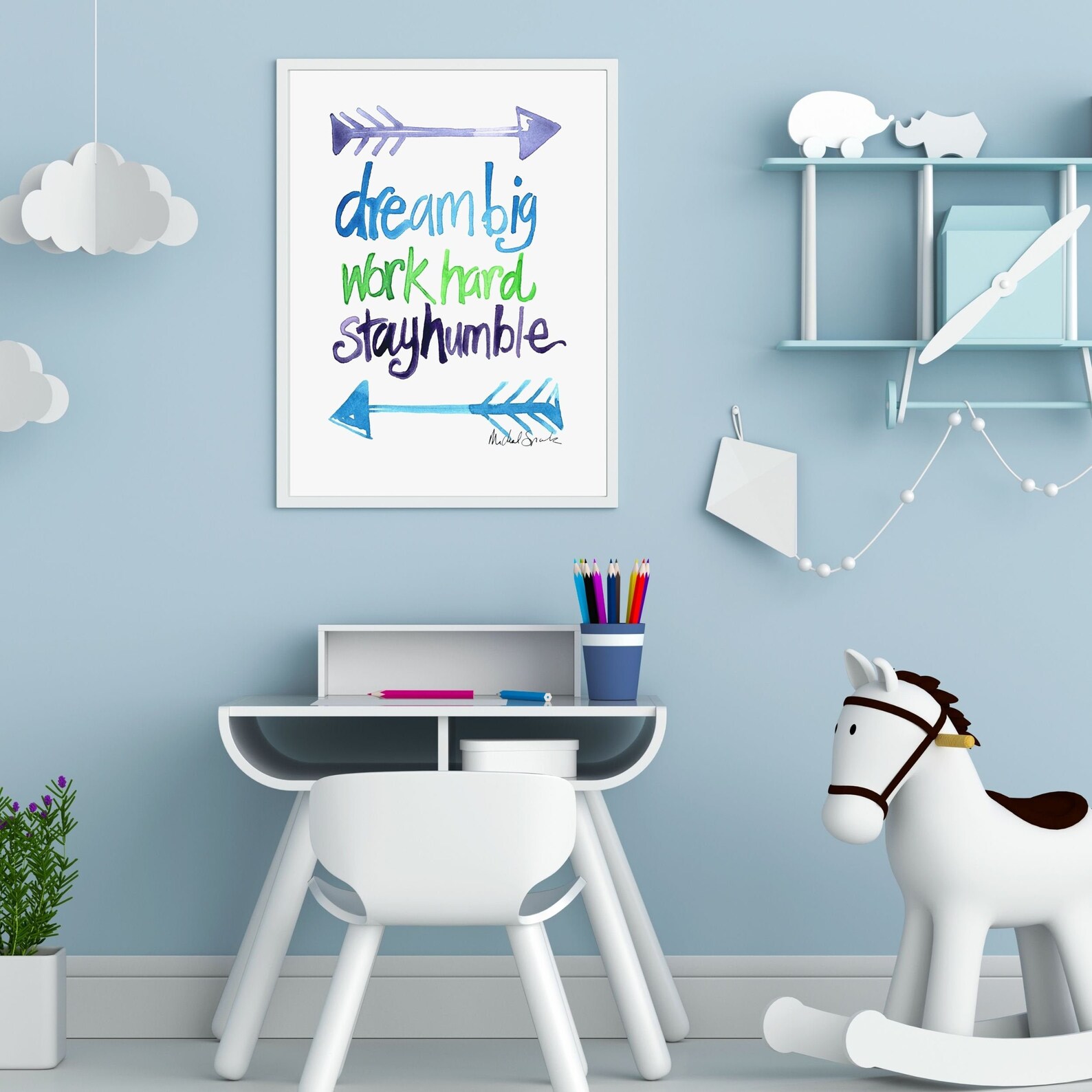 Watercolor Quote Art Dream Big Work Hard Stay Humble - Etsy