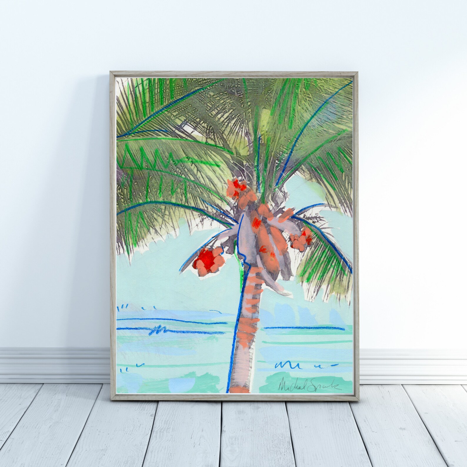 Palm Tree Beach Print Palm Tree Print Beach Art Watercolor Etsy