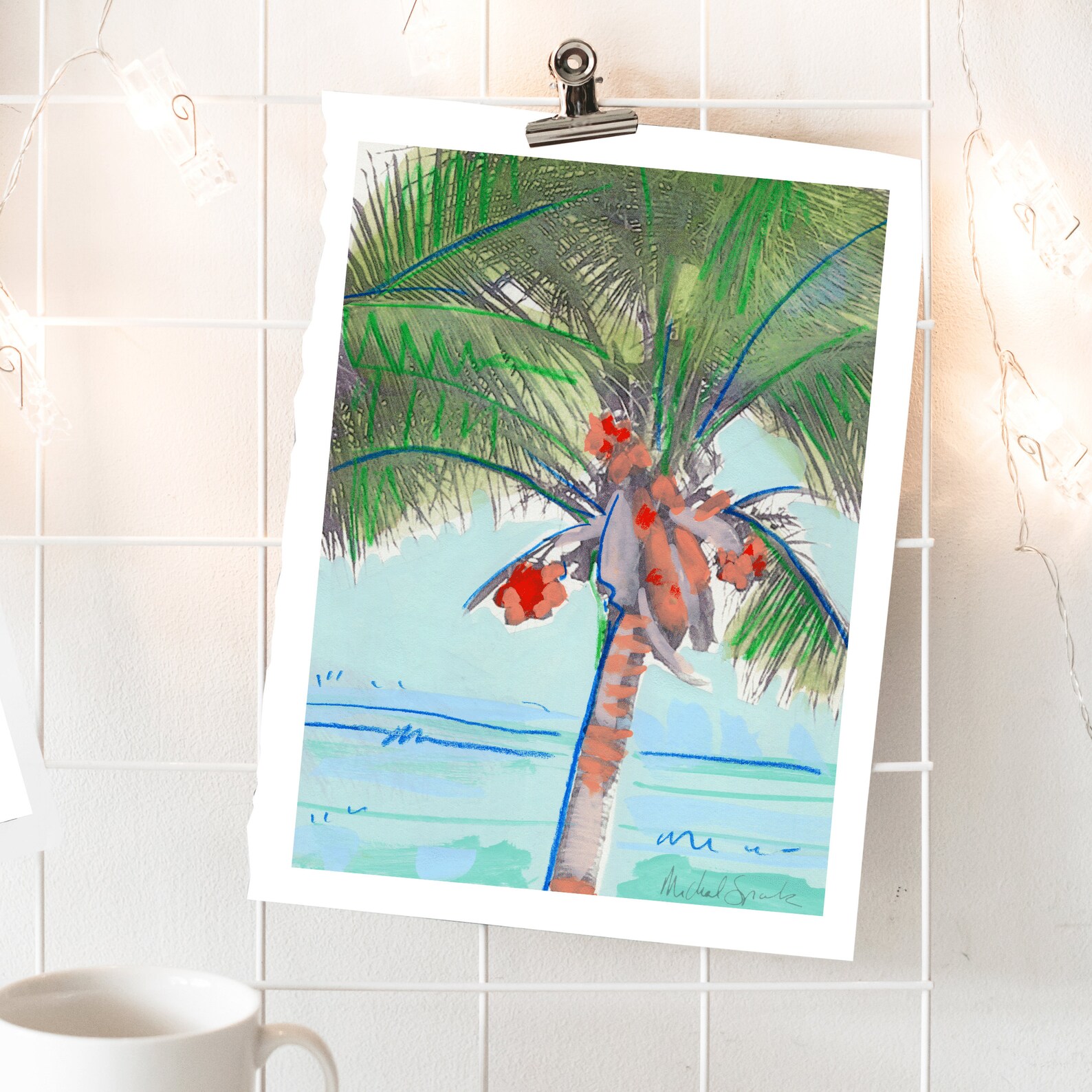 Palm Tree Beach Print Palm Tree Print Beach Art Watercolor Etsy